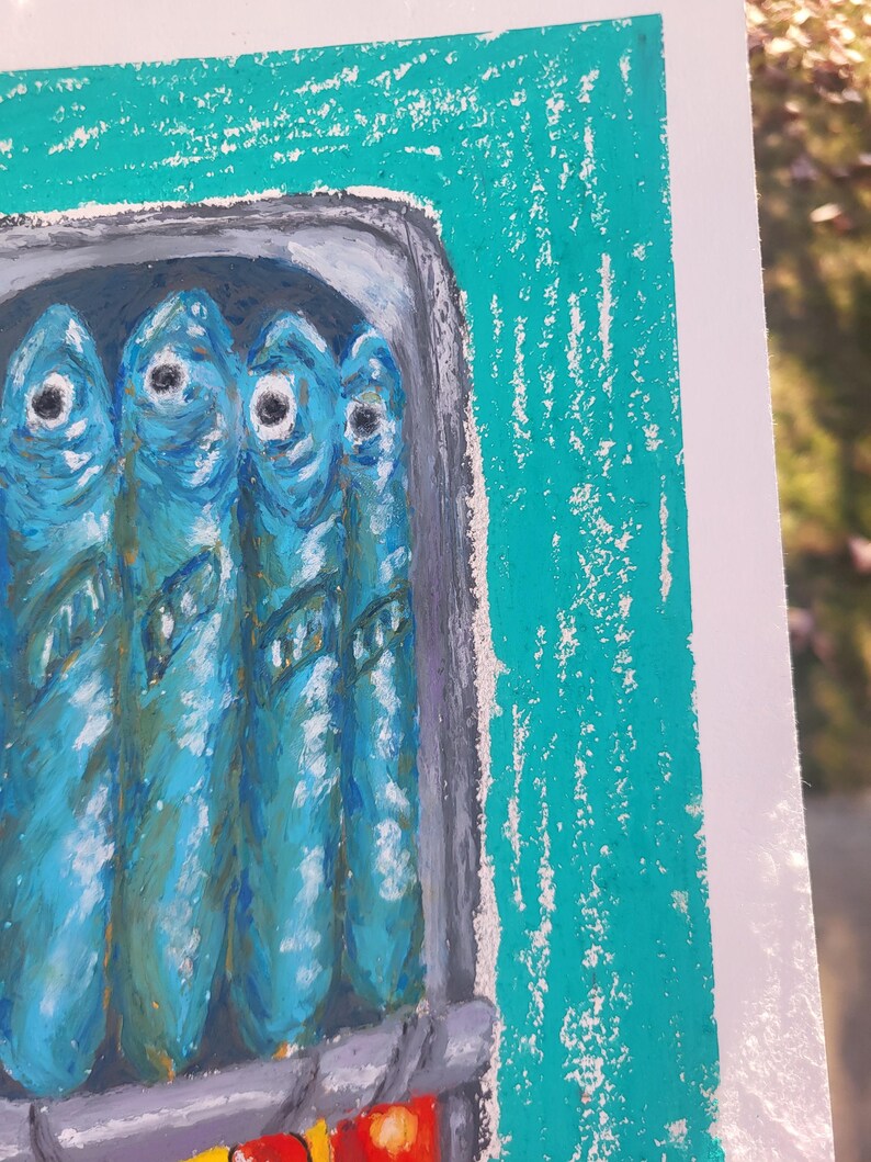 Can of Sardines | Original Oil Pastel Painting | 9" X 12" - Etsy