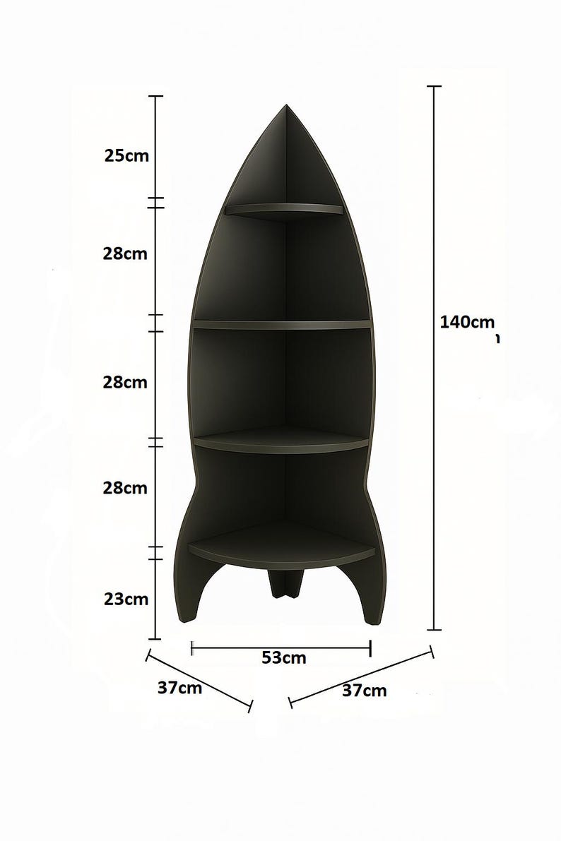 Tok-co Rocket Design Anthracite Wide Shelf Corner Bookcase With 4 ...