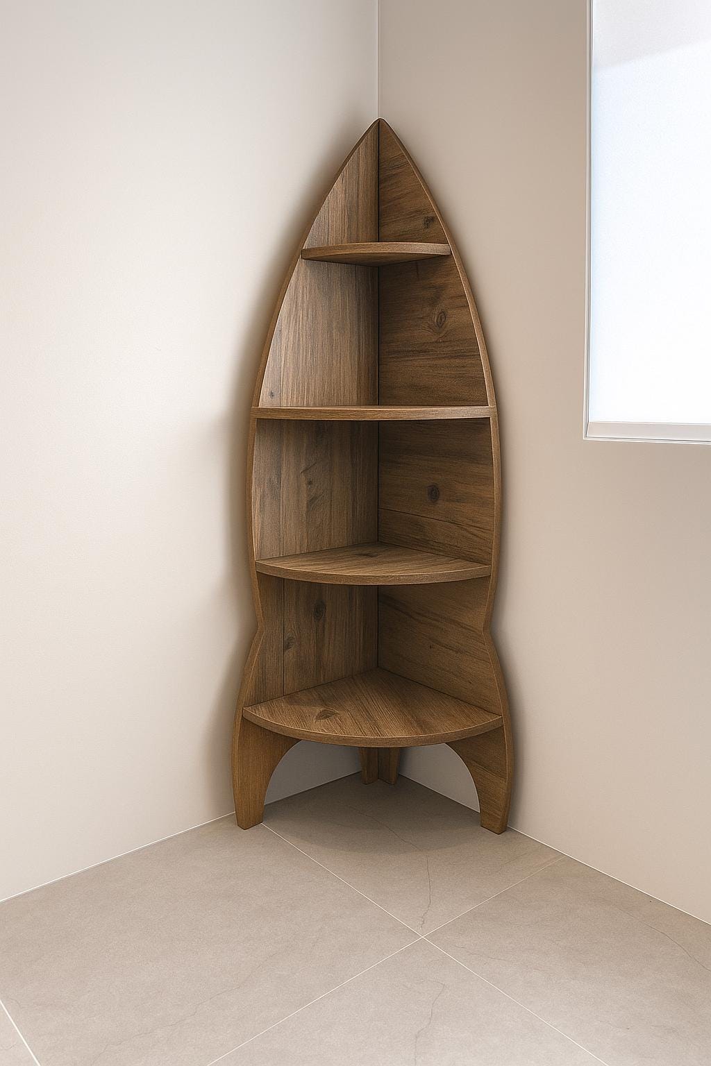 Tok-co Rocket Design Wooden Patterned Wide Shelf Corner Bookcase With 4 ...