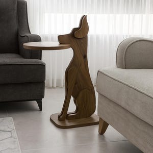 Wooden Dog Design Side Table: Wood Coffee Table With Tray - Etsy