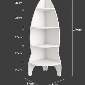 Tok-co Rocket Design White Wide Shelf Corner Bookcase With 4 Shelves ...