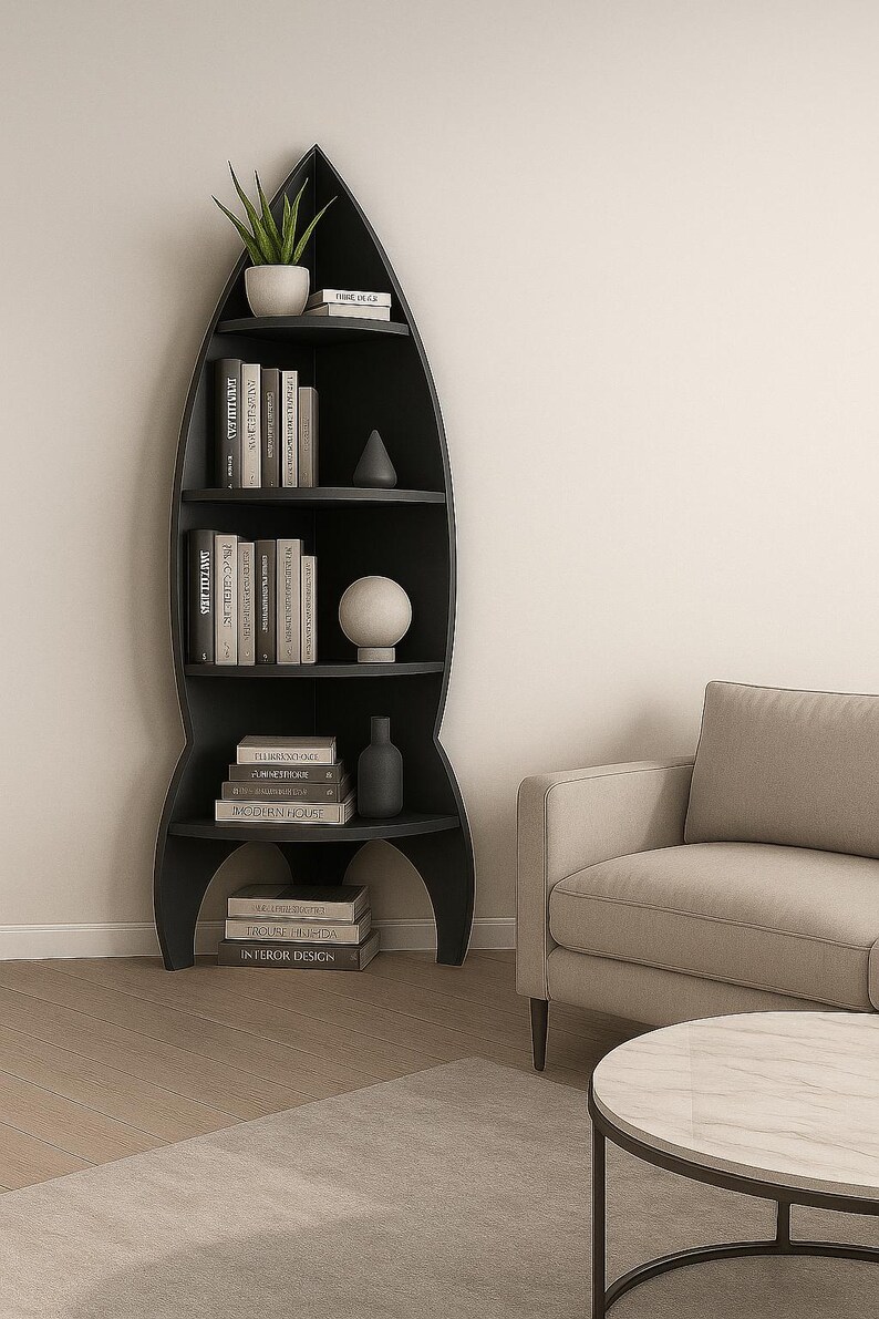 Tok-co Rocket Design Anthracite Wide Shelf Corner Bookcase With 4 ...