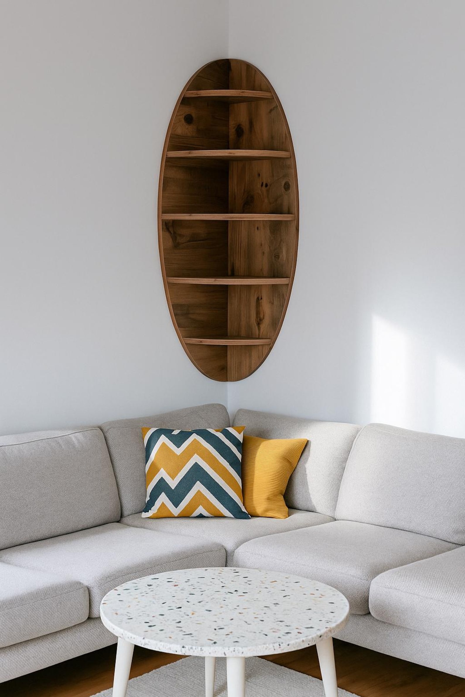 Decorative Wooden Ellipse Corner Shelf - Etsy