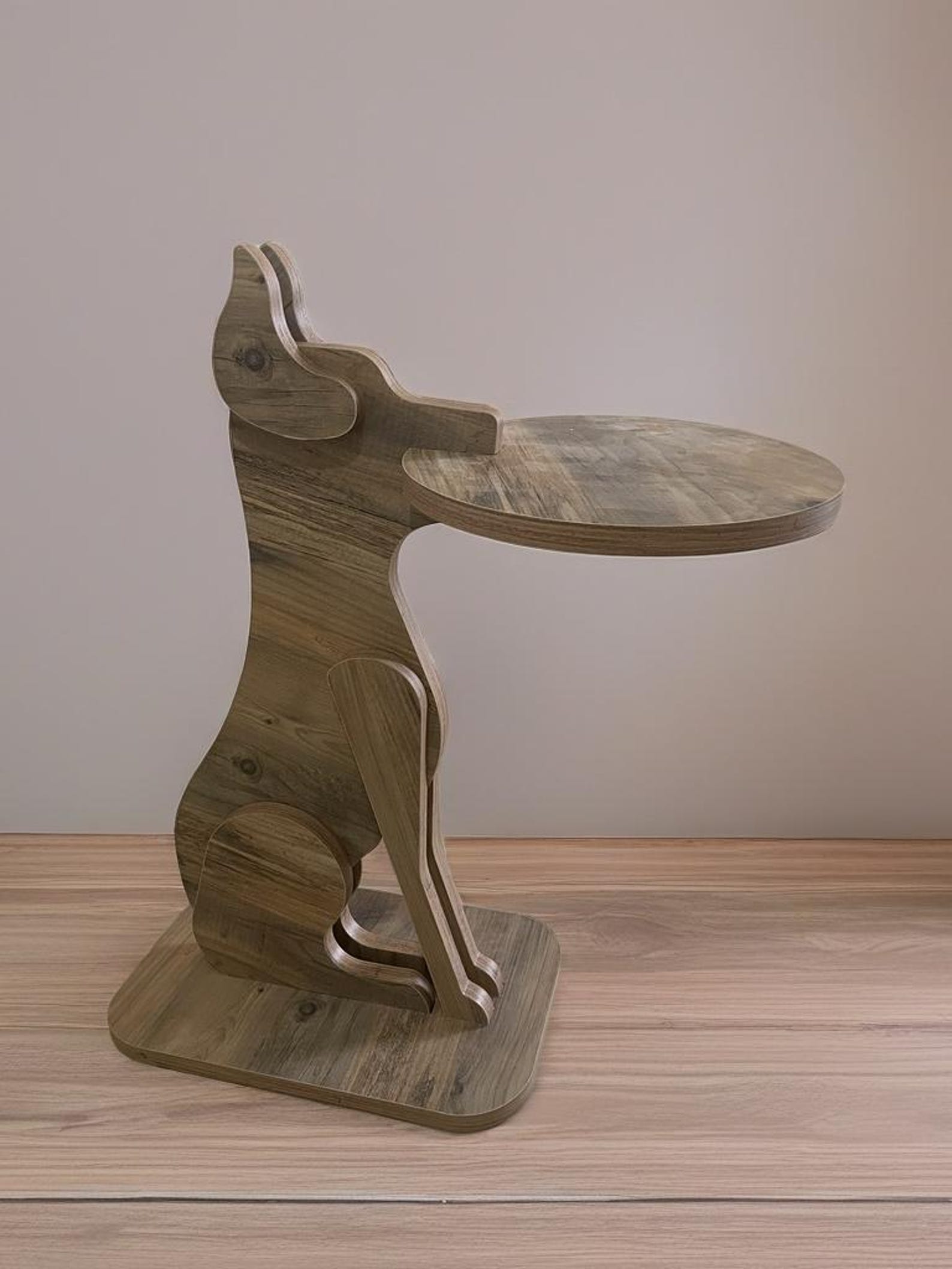 Wooden Dog Design Side Table: Wood Coffee Table With Tray - Etsy