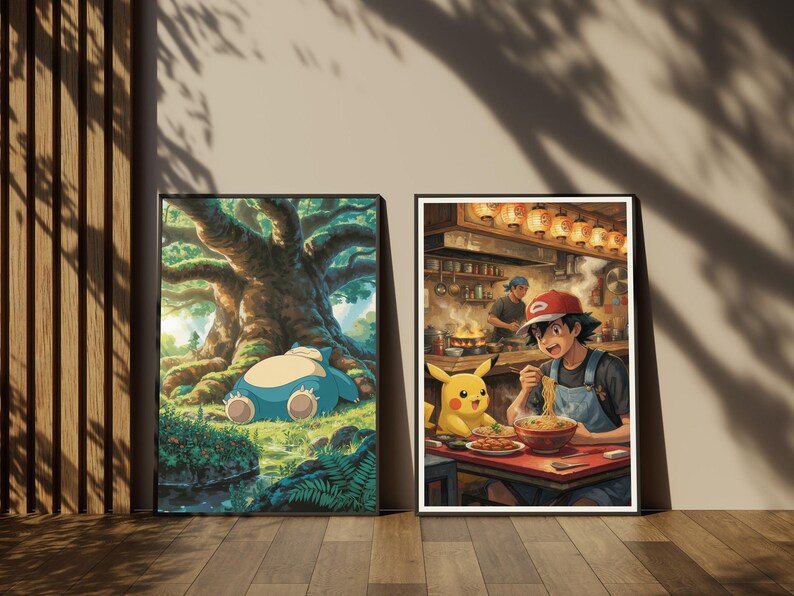 Sleeping Snorlax Poster, Cute Pokemon Art, Pokémon Fan Gift, Gaming ...