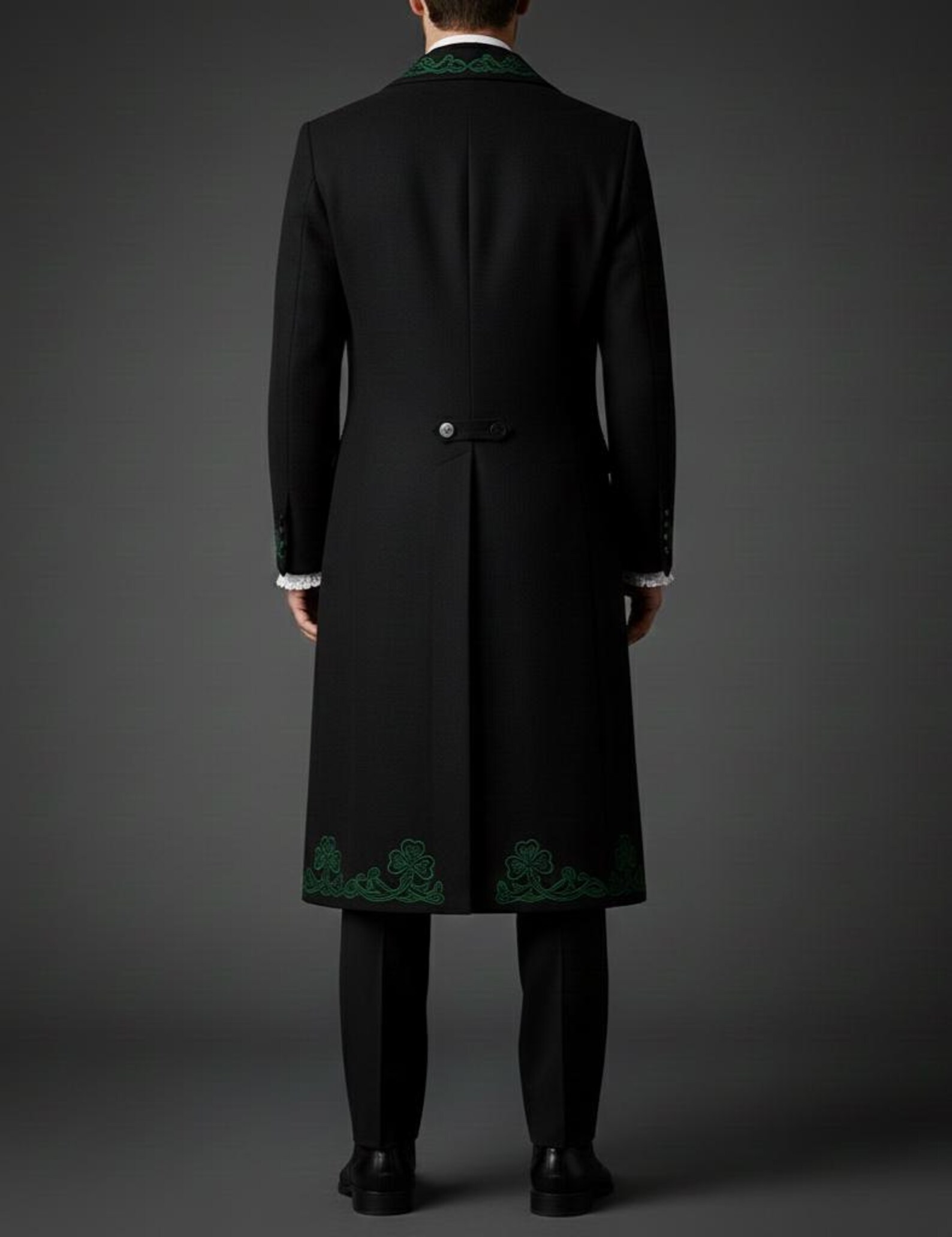 Men's Embroidered Coat Set - Gothic Long Jacket - Celtic Theme Formal ...