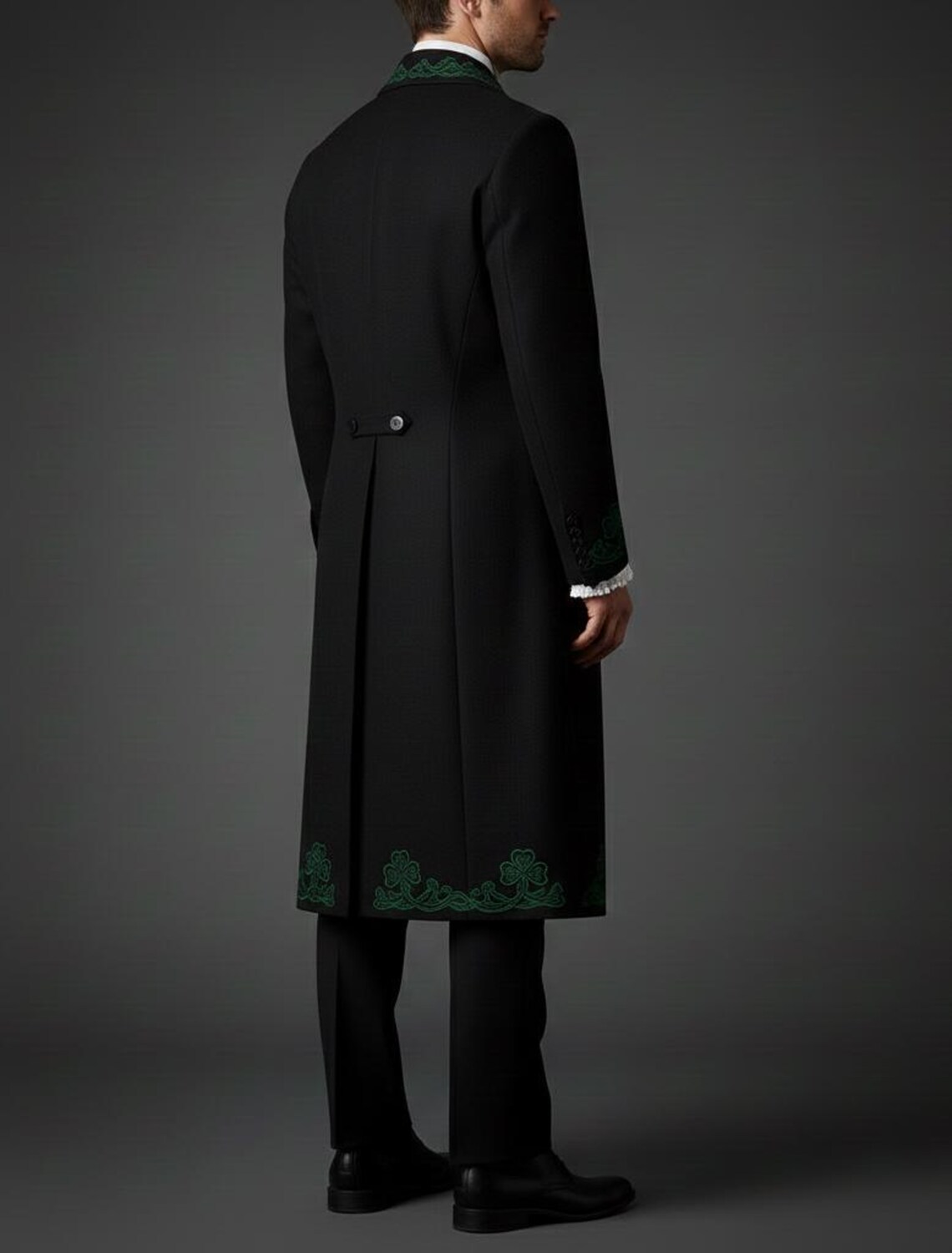 Men's Embroidered Coat Set - Gothic Long Jacket - Celtic Theme Formal ...