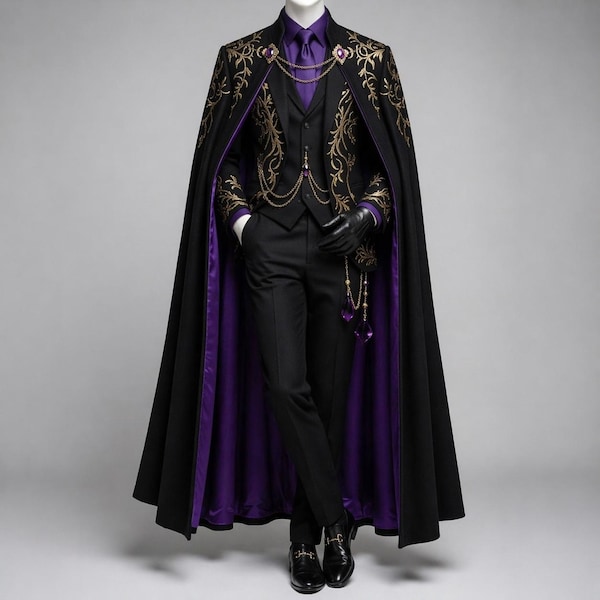 Black Mens Suit Gothic - Etsy UK