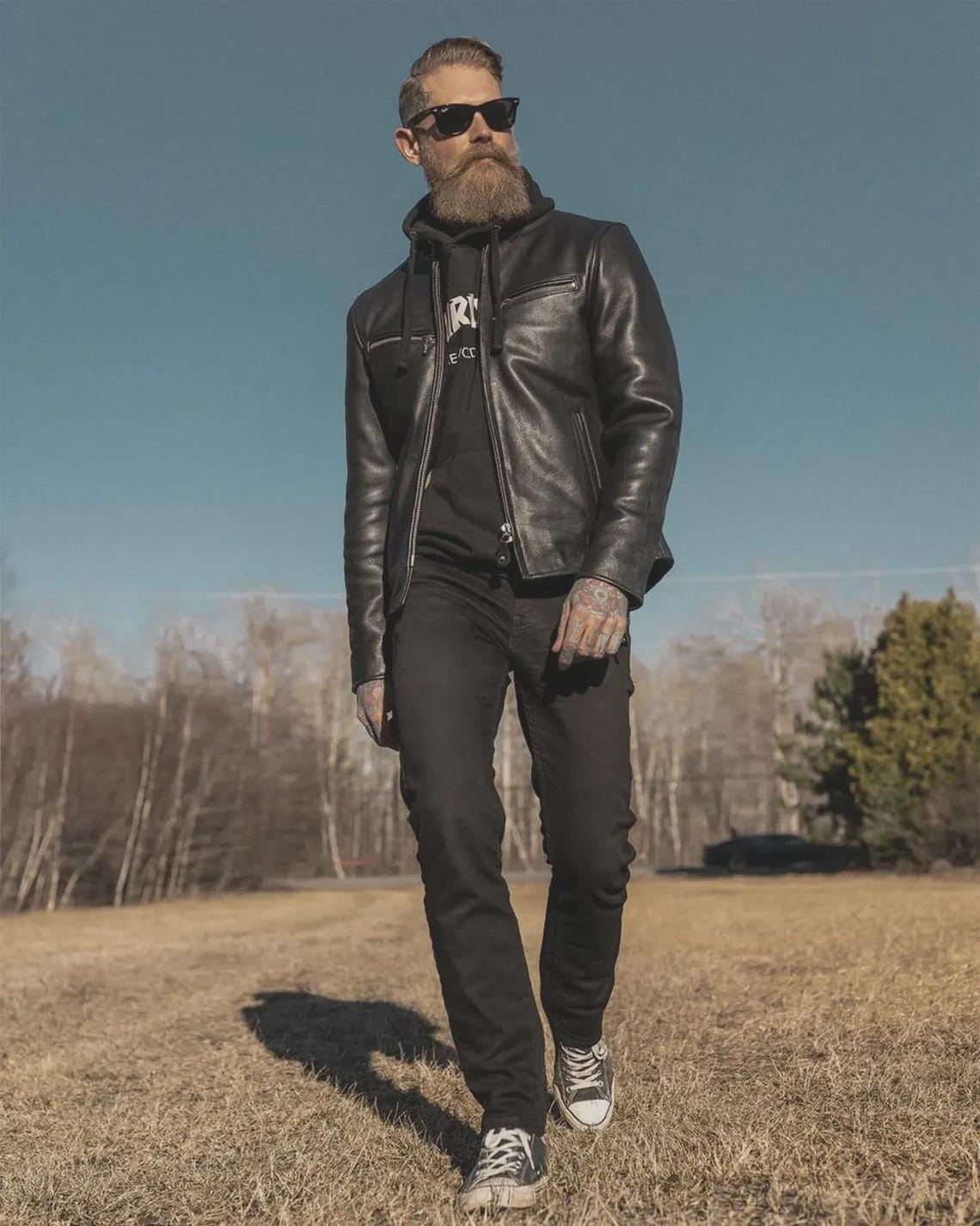 Men’s Black Leather Biker Jacket – Vintage Slim Fit Motorcycle Style ...