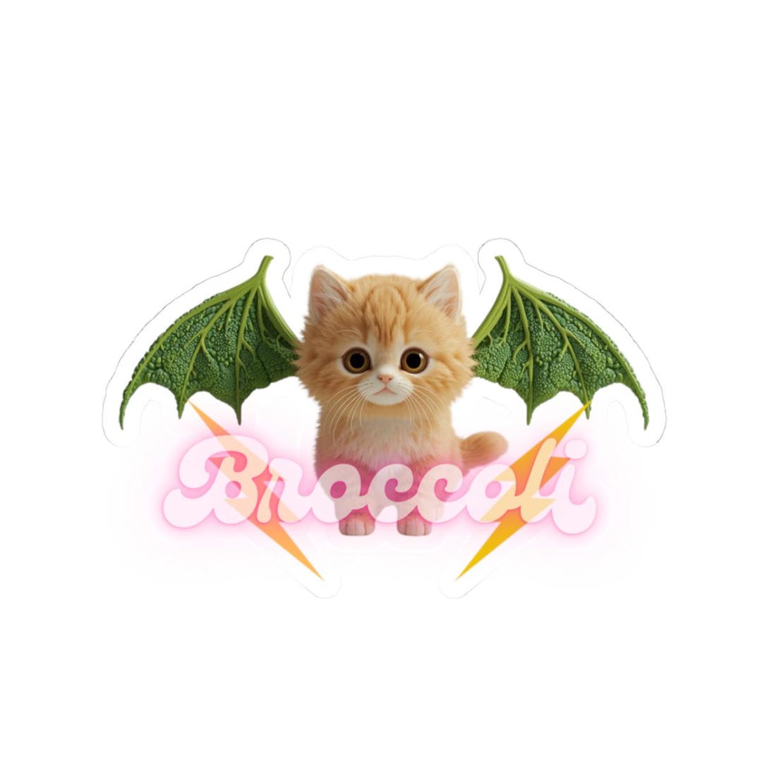 Cute Cat Broccoli Kiss-cut Stickers, Adorable Animal Stickers, Fourth ...