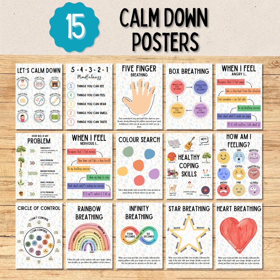 Kids Classroom Decor | Calm Corner Posters Bundle Set of 15 | School ...