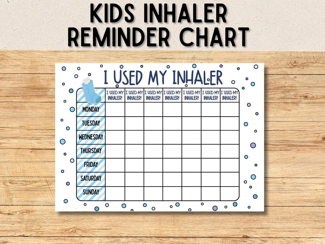 Kids Inhaler Reminder Chart Printable Kids Asthma Relif Chart Childrens ...