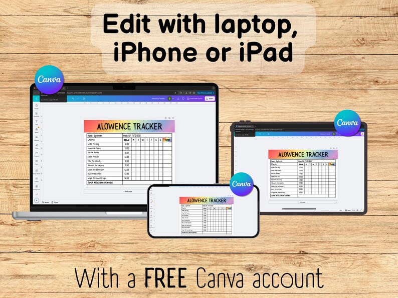 Allowance Chart for Kids | Customizable Childrens Allowance Tracker ...