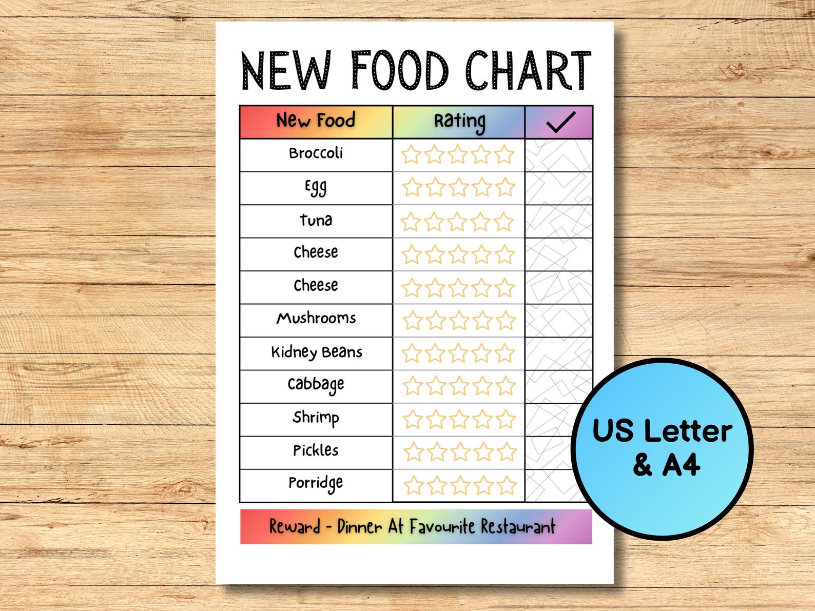 Kids Picky Eater Chart Printable Kids Try New Food Chart Toddlers Picky ...