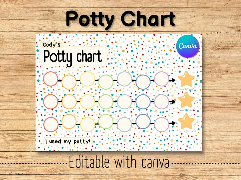 Digitabal Customizable Potty Chart for Todlers Kids A4 US Letter ...
