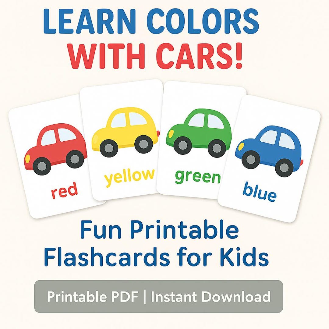 Car Colors Flashcards for Kids | Printable Color Learning Cards ...