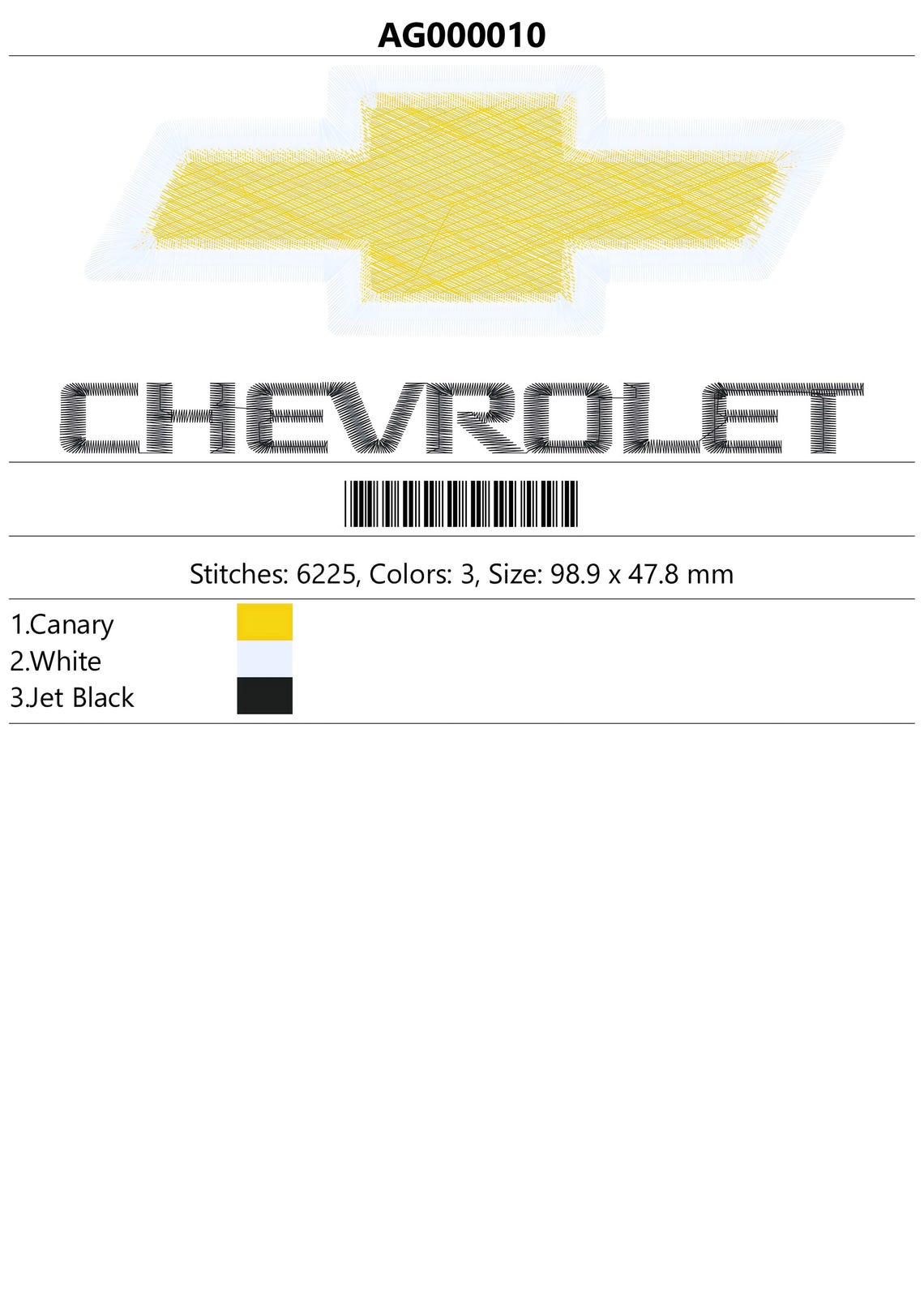 CHEVROLET Car Logo Embroidery Design – Medium Size Digital File ...