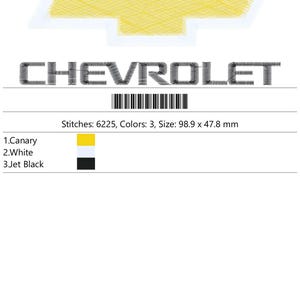 CHEVROLET Car Logo Embroidery Design – Medium Size Digital File ...