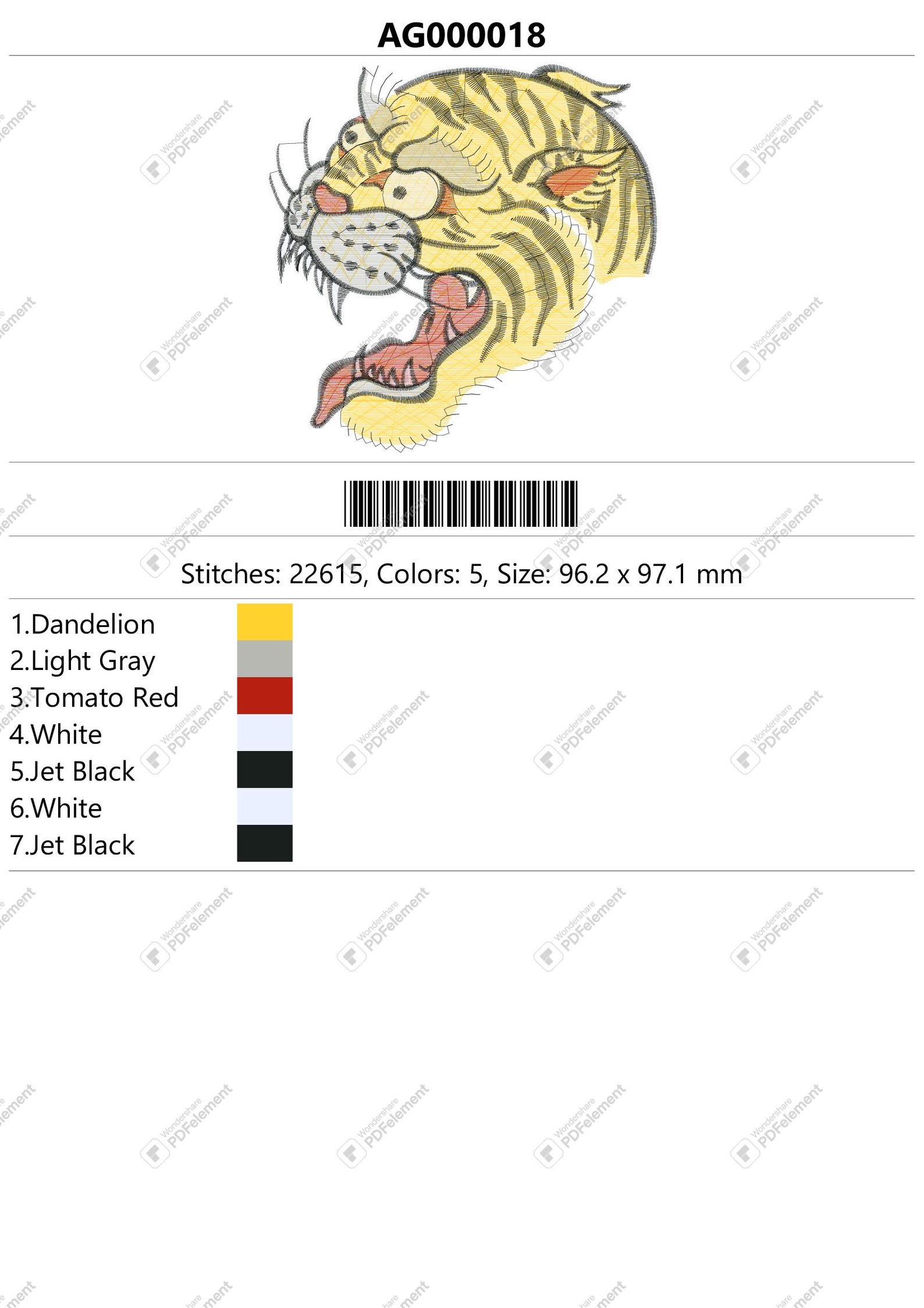 Japanese Tiger Face Embroidery Design - Traditional Style Digital File ...