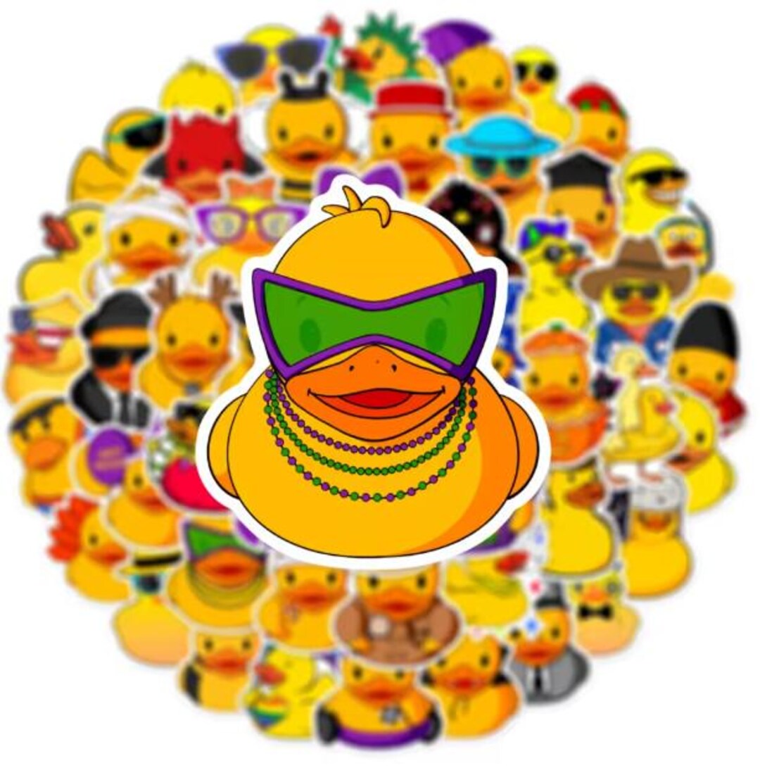Funny Yellow Rubber Duck Sticker Pack 50PCS | Cute Cartoon Vinyl Decals ...