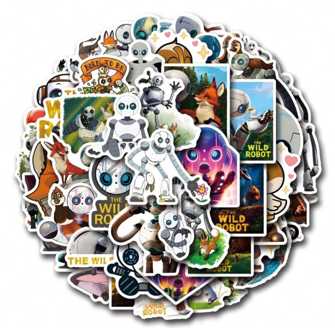 Wild Robot Sticker Pack 54pcs | Party Bag Fillers, Scrapbooking, Laptop ...