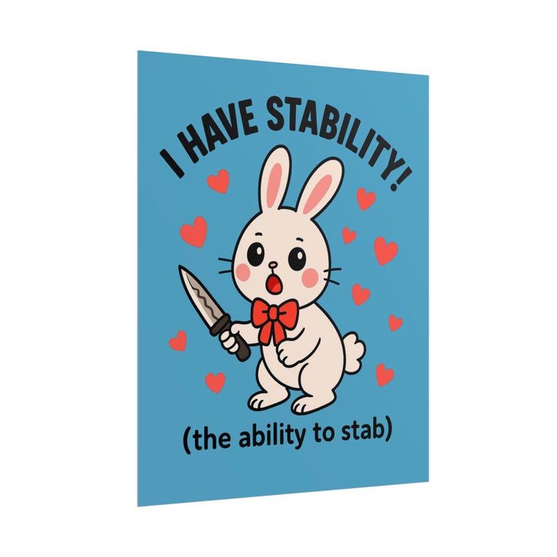 Cute Bunny Stability Rolled Poster | Whimsical Wall Art, Gift for ...