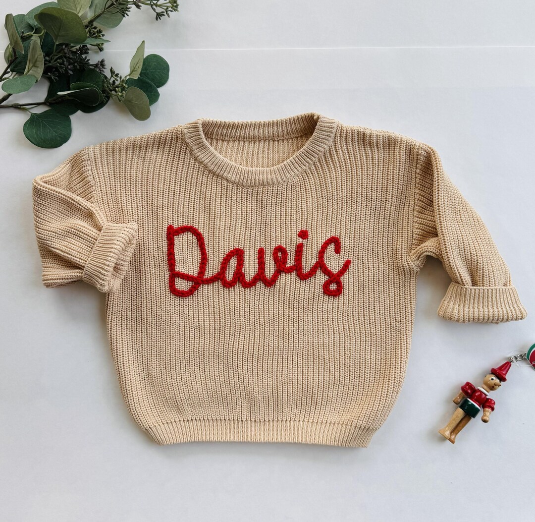 Custom Hand Embroidered Name Sweater - Etsy