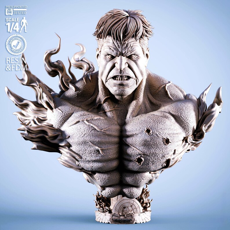 3D STL File Bust Red Hulk – 1/4 Figure Print Anime Comics Statue - Etsy
