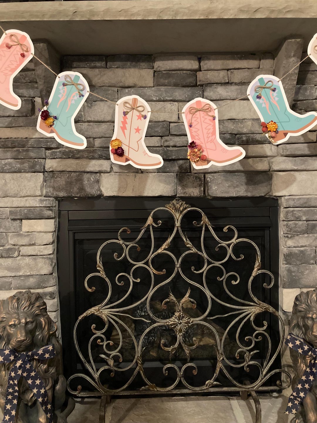 Cowgirl Boots Coastal Chic Boho Rustic Floral Western Garland Banner - Etsy