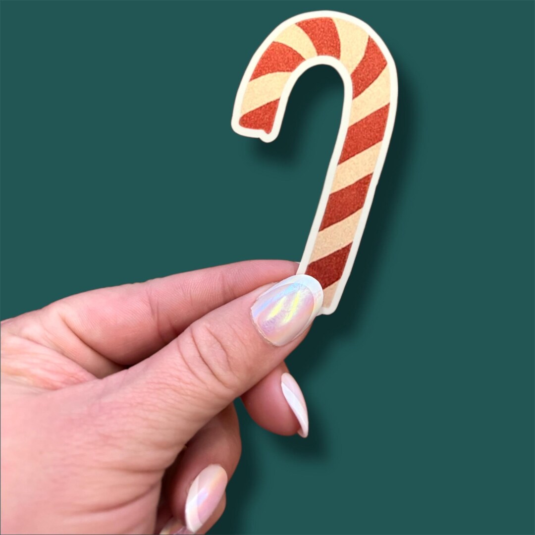 Vintage Candy Cane Sticker or Magnet | Retro Christmas Die-cut Design ...