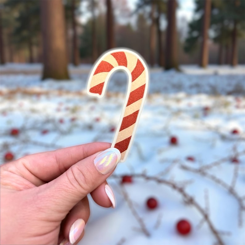 Vintage Candy Cane Sticker or Magnet | Retro Christmas Die-cut Design ...