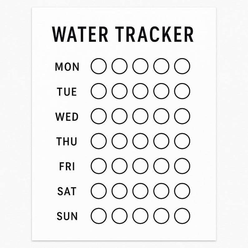 Weekly Water Tracker Printable | Hydration Log Sheet (digital Download ...