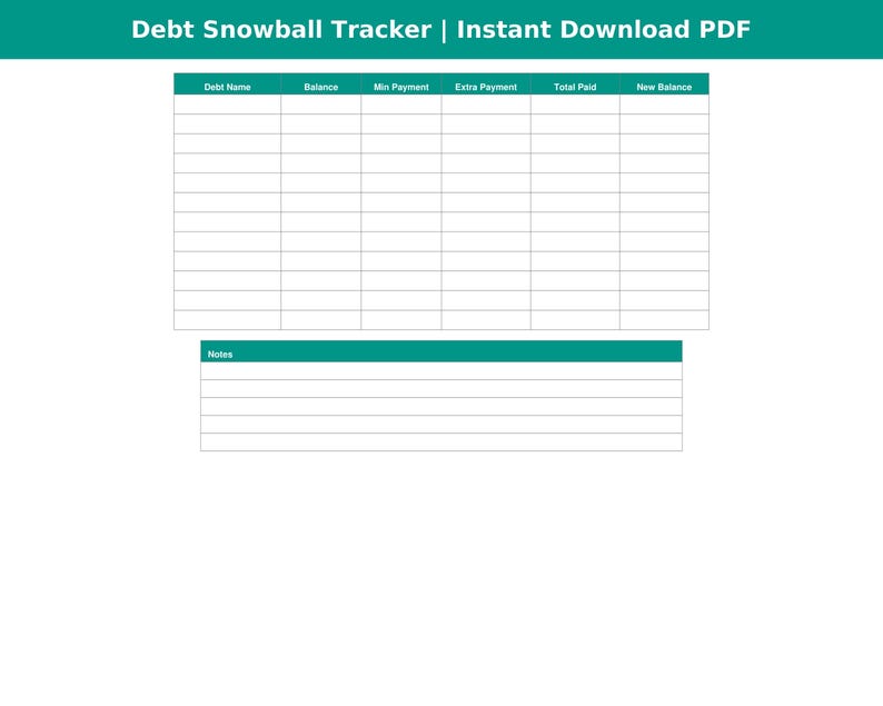 Printable Debt Snowball Tracker | Debt Payoff Worksheet | Instant ...