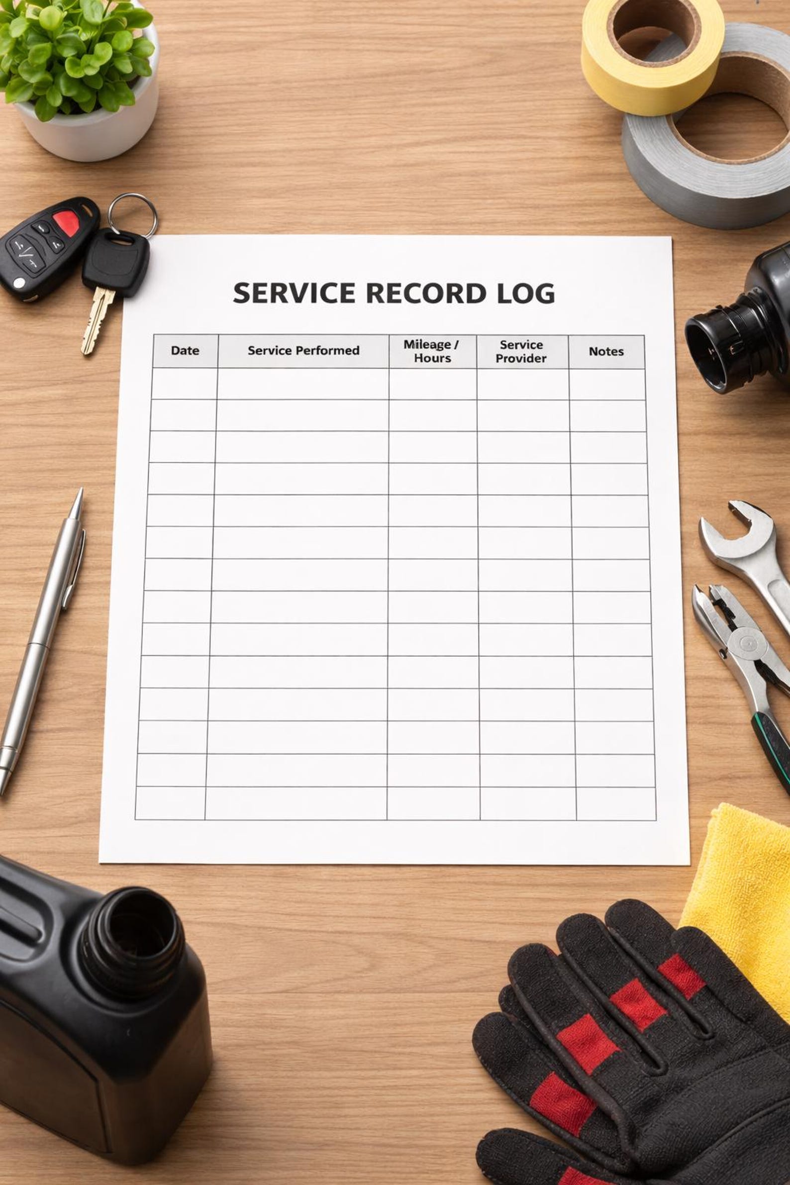 Vehicle Service Record Printable | Equipment Maintenance Log (digital ...