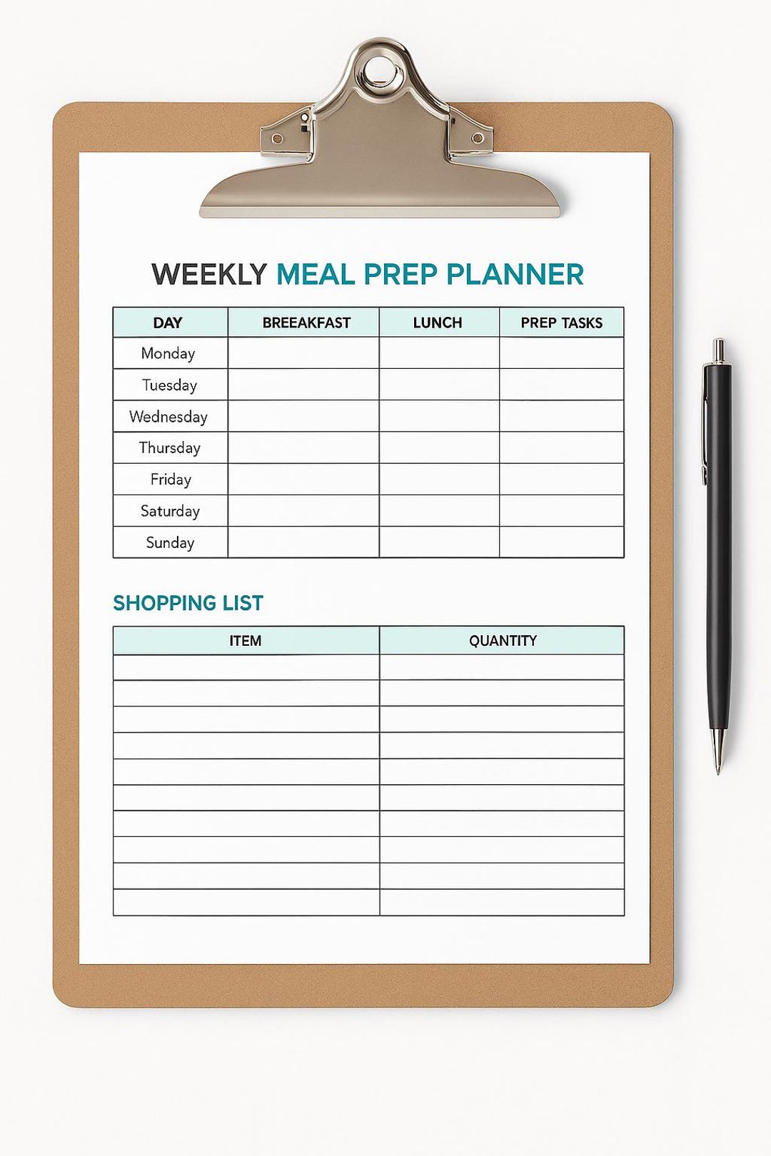 Weekly Meal Prep Planner Printable | Food Prep & Shopping List - Etsy