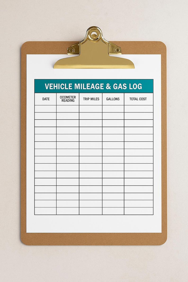 Vehicle Mileage & Gas Log | Printable Car Fuel Tracker | Mileage Log ...