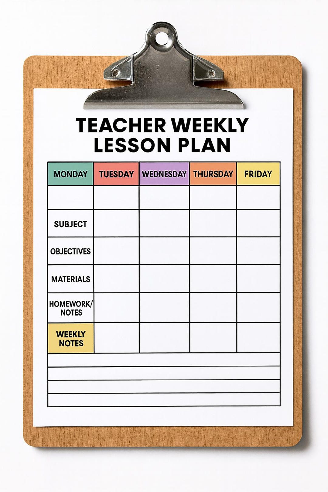 Teacher Weekly Lesson Plan Printable | Classroom Planner Template - Etsy
