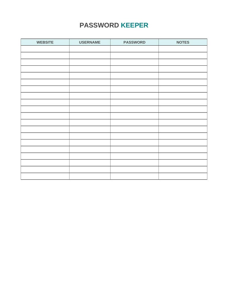 Password Keeper Printable | Login Information Tracker - Etsy