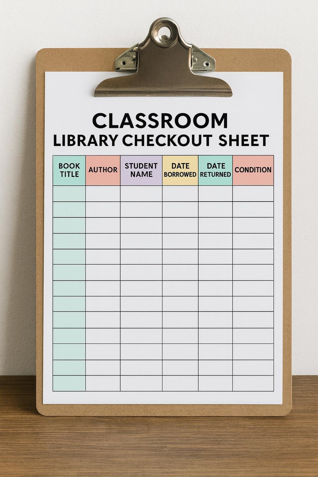 Classroom Library Checkout Sheet Printable | Book Borrow Tracker for ...