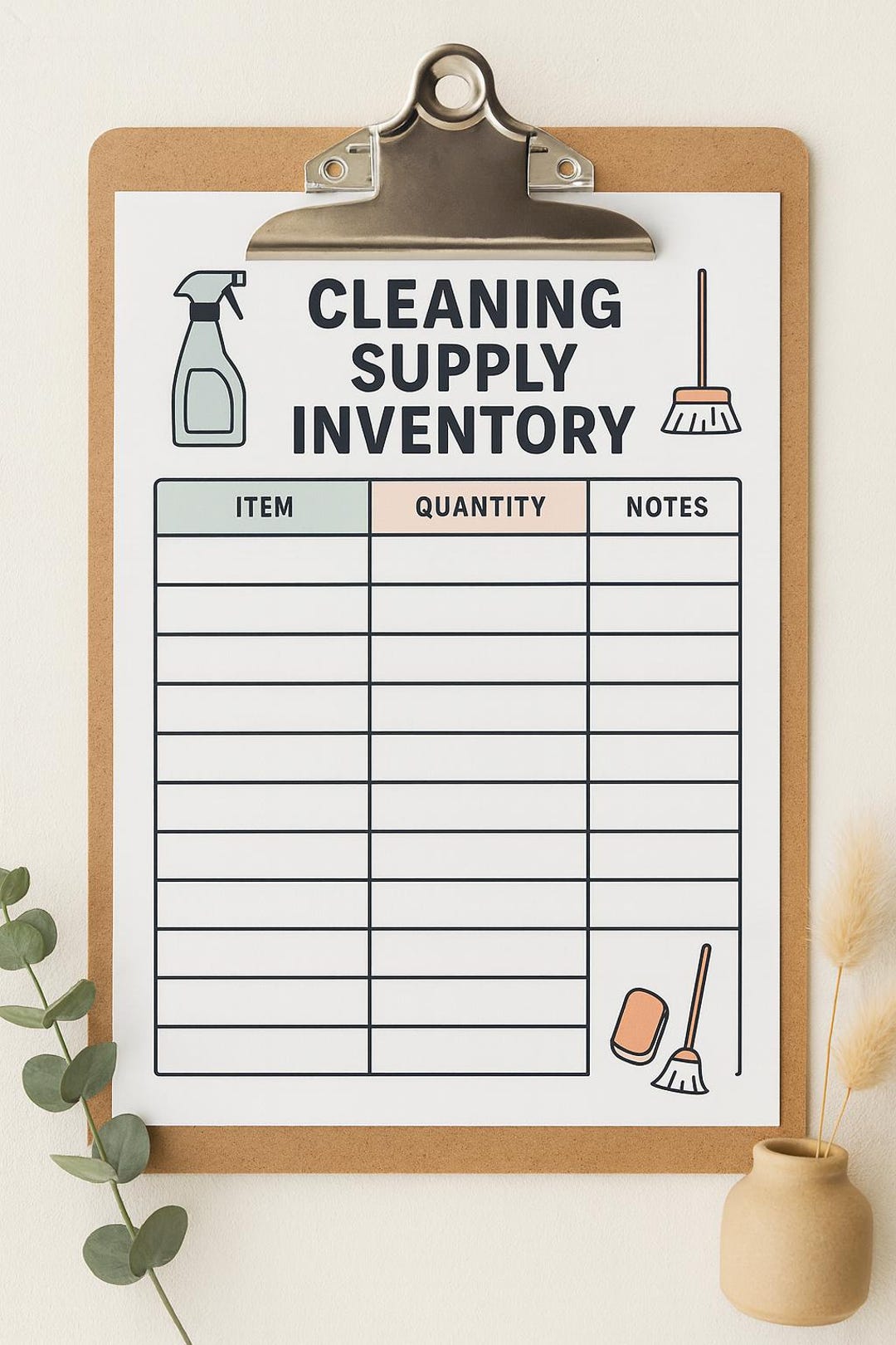 Cleaning Supply Inventory Printable: Household Restock Tracker (PDF ...