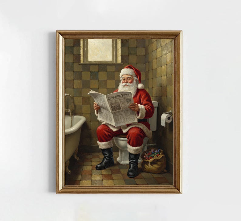 Funny Santa Toilet Print, Christmas Bathroom Humor, Digital Download - Etsy