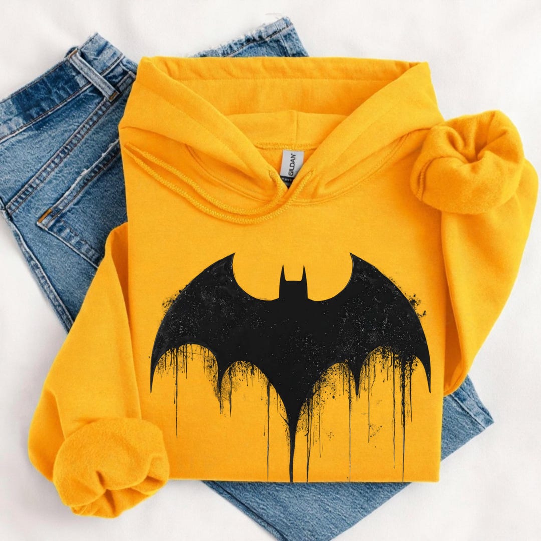 Yellow Bat Logo Hoodie: Dripping Paint Grunge Graphic - Etsy