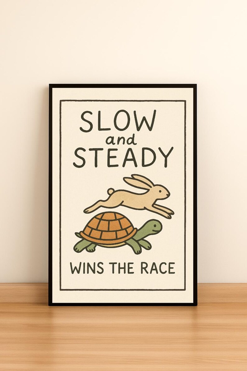 Slow and Steady Wins the Race Poster, Digital Download, Wall Art, Funny ...