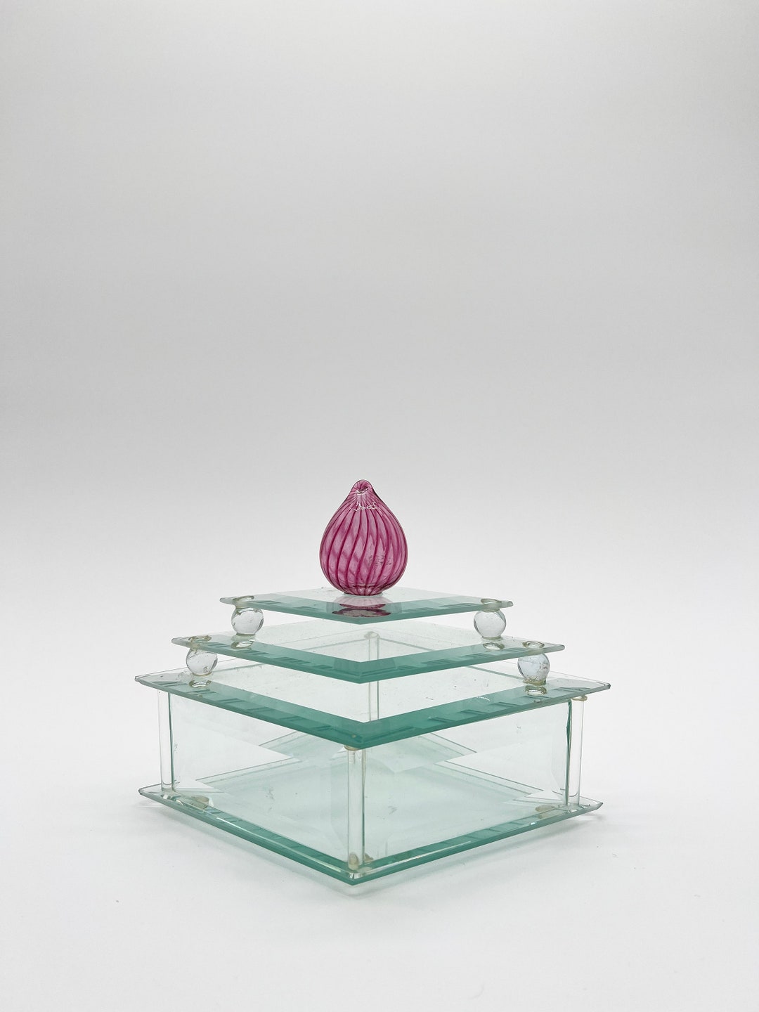 Art Deco Art Glass Dresser Set Box and Bottle - Etsy