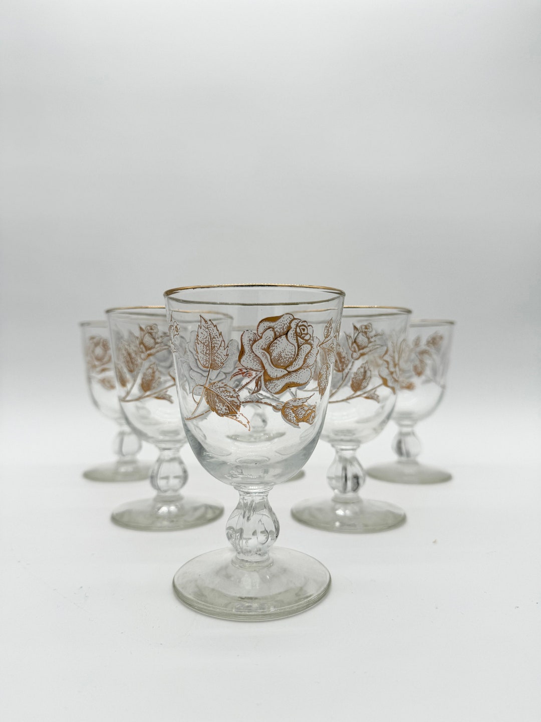 Libbey Glass Rose Bouquet Water Goblets, Set of 2 - Etsy