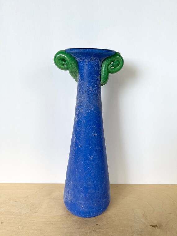 Early 2000s Fuzion Z Skavo Art Glass Cobalt Vase - Etsy