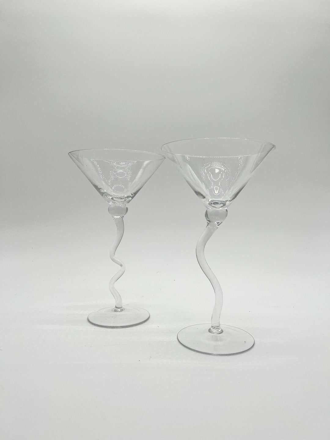Squiggle Stem Art Glass Martini Glasses Set of 2 - Etsy