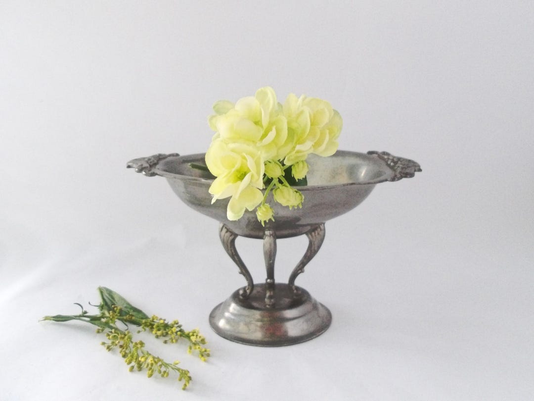 Antique Mayflower WB Mfg. Co. Pewter Compote / Quadruple Scroll Footed ...
