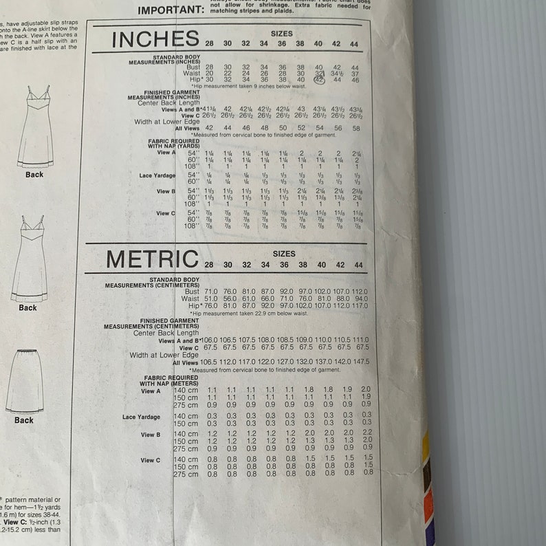 Vintage 1980s Full Slip Sewing Pattern Half Slip Sewing - Etsy