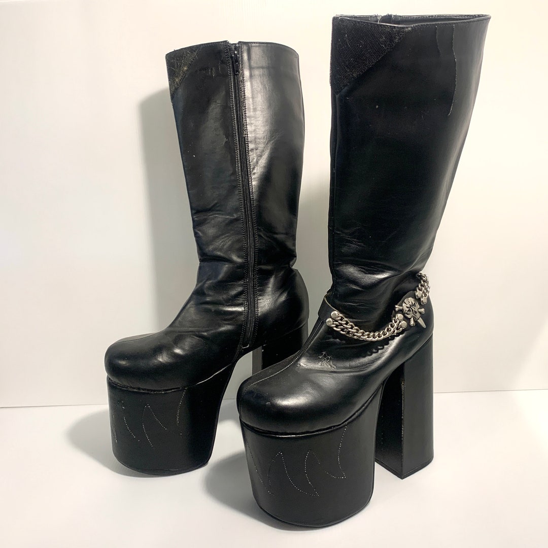 KISS Gene Simmons Halloween Costume Demon-201 Platform Boots Black With ...